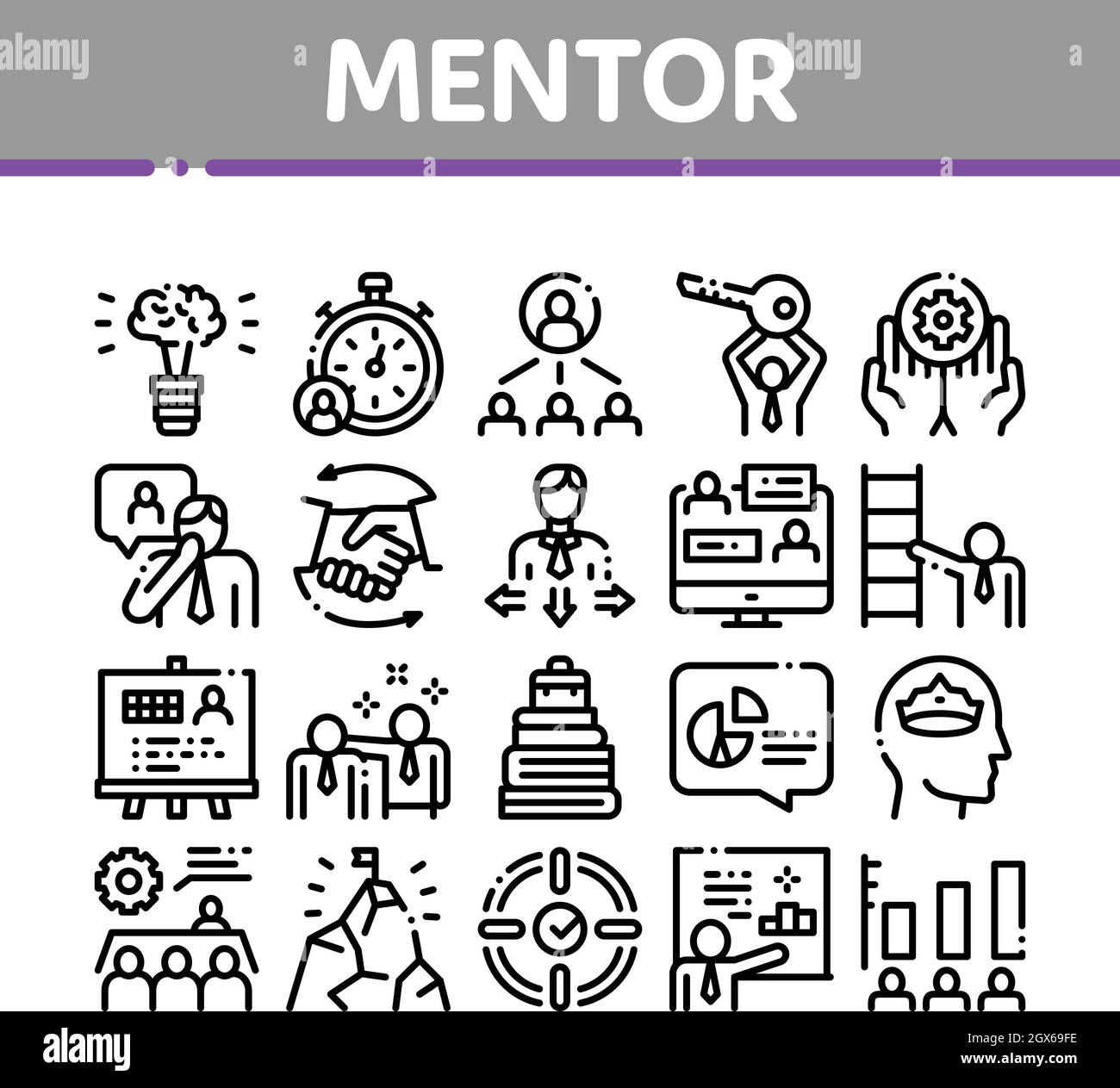 Mentor Relationship Collection Icons Set Vector Stock Vector Image ...
