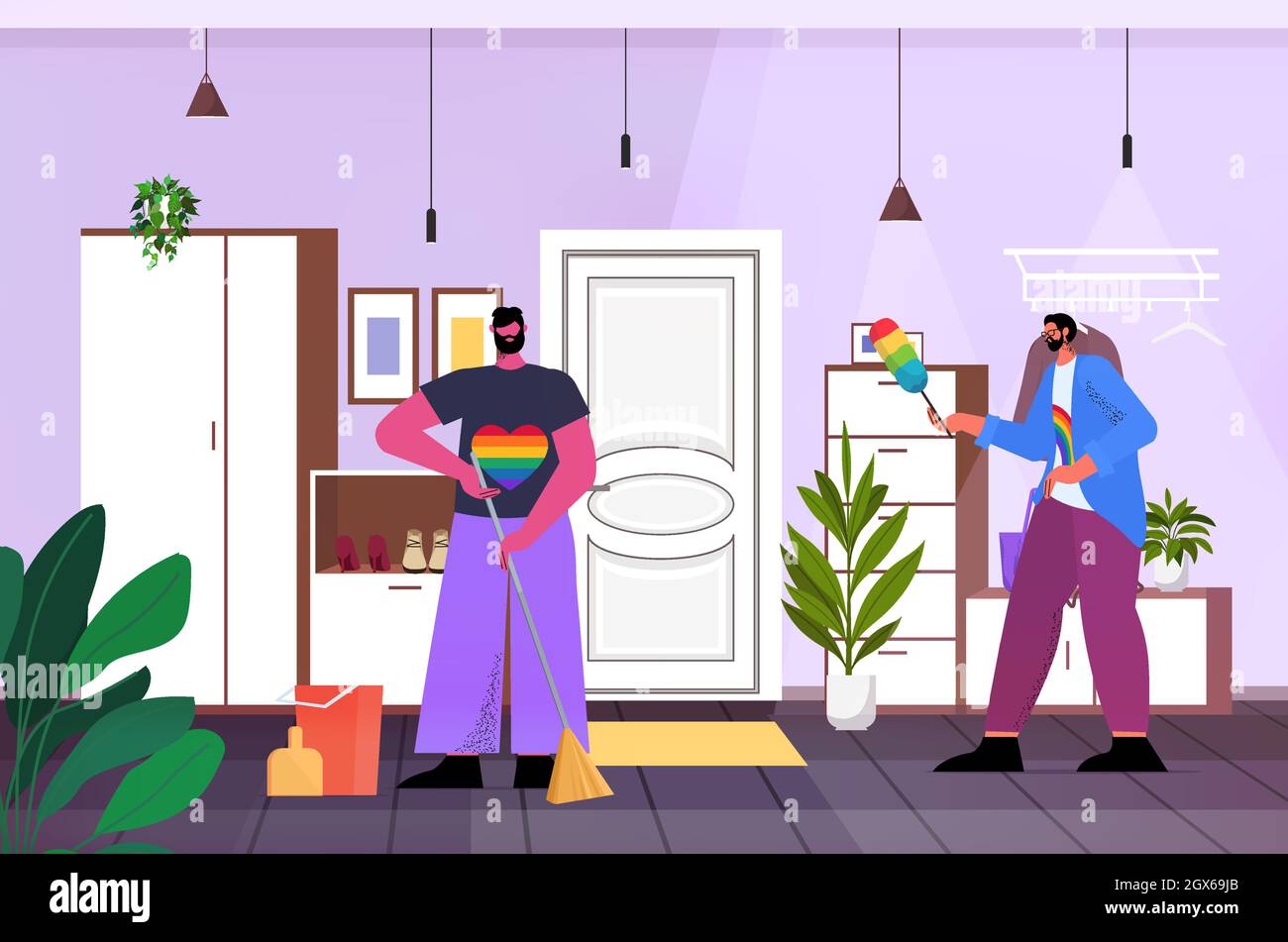 Gay couple love home concept Stock Vector Images - Alamy