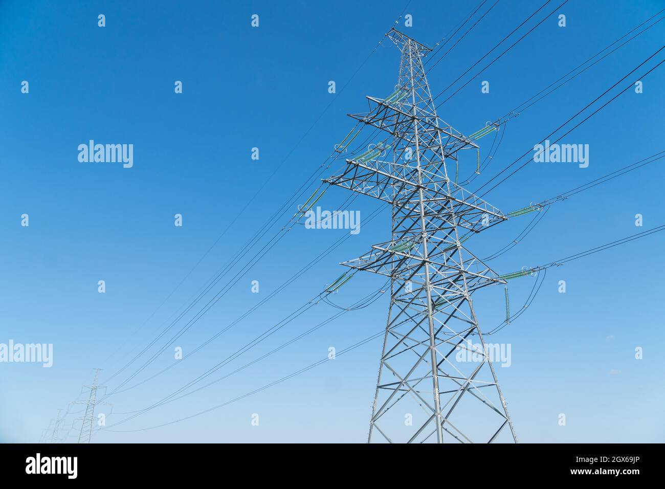 Details of high voltage electric power lines. Modern electric energy ...