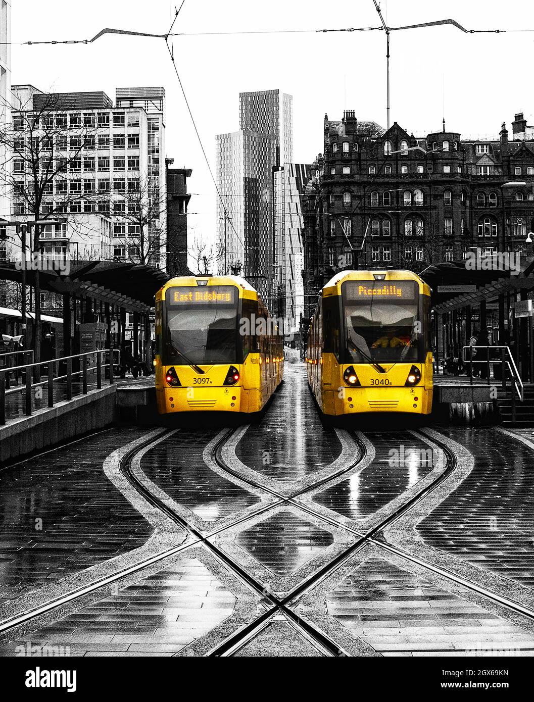 Two Trams in Manchester 2021 Stock Photo - Alamy