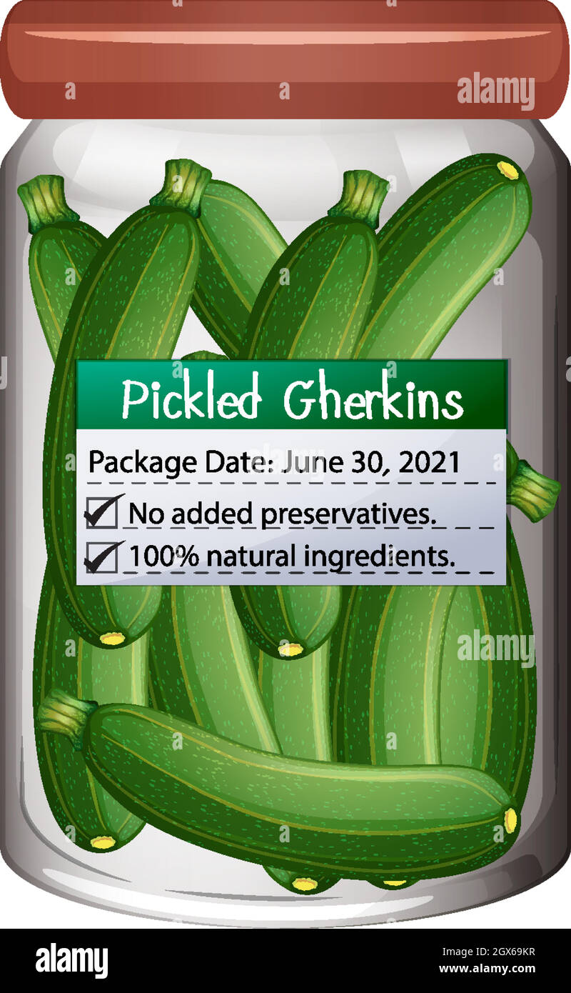 Food in glass jar pickled gherkins in cartoon style isolated Stock ...