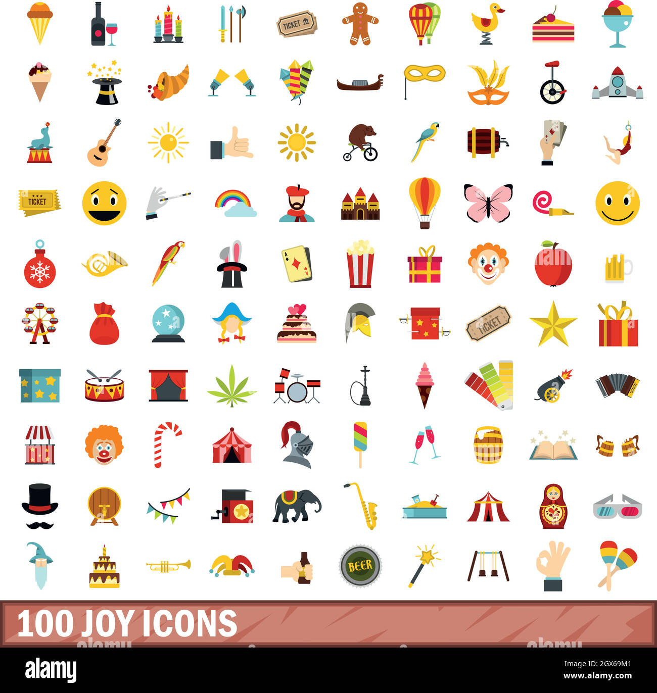 100 joy icons set, flat style Stock Vector Image & Art - Alamy