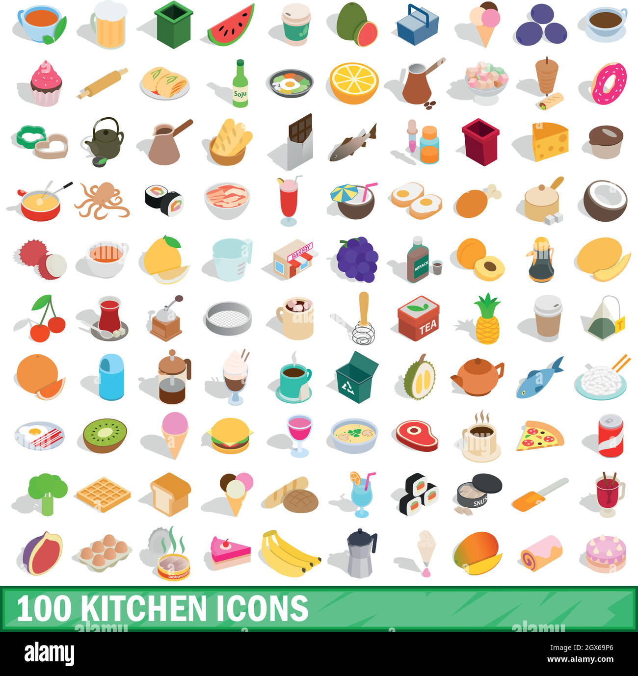 100 food kitchen icons hi-res stock photography and images - Alamy