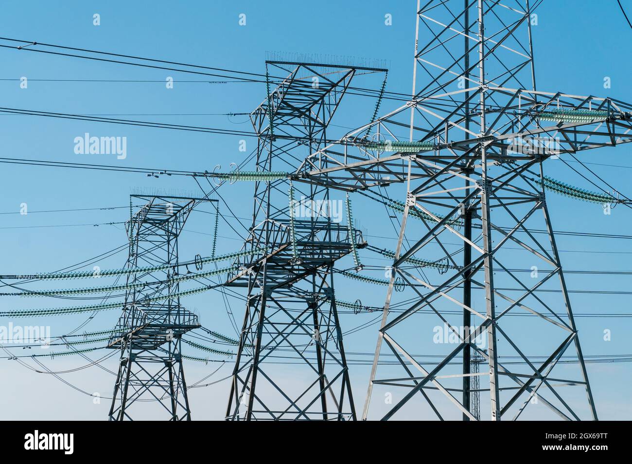 Details of high voltage electric power lines. Modern electric energy ...