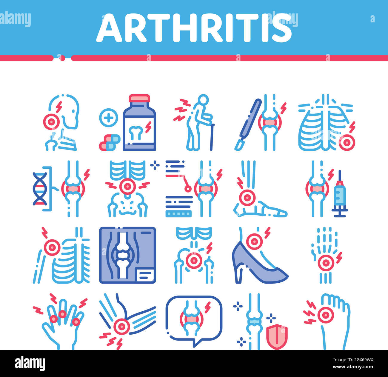 Arthritis Disease Collection Icons Set Vector Stock Vector Image & Art ...