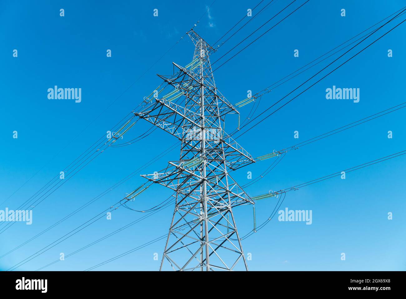 Details of high voltage electric power lines. Modern electric energy ...