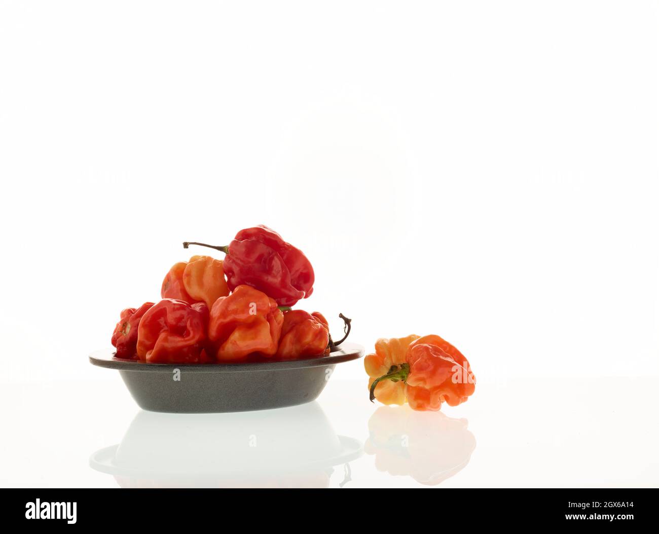 High resolution food ingredient still-life of Scotch Bonnet Peppers, on ...