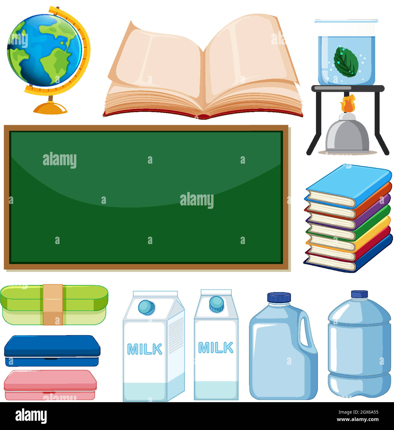 School education items set Cut Out Stock Images & Pictures - Alamy