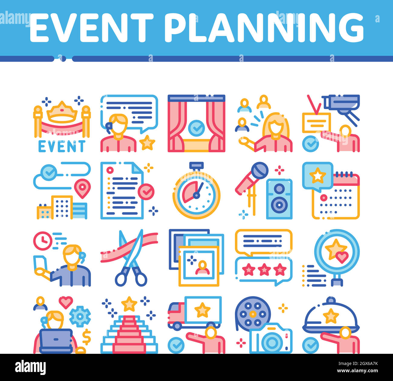 Event Party Planning Collection Icons Set Vector Stock Vector Image ...