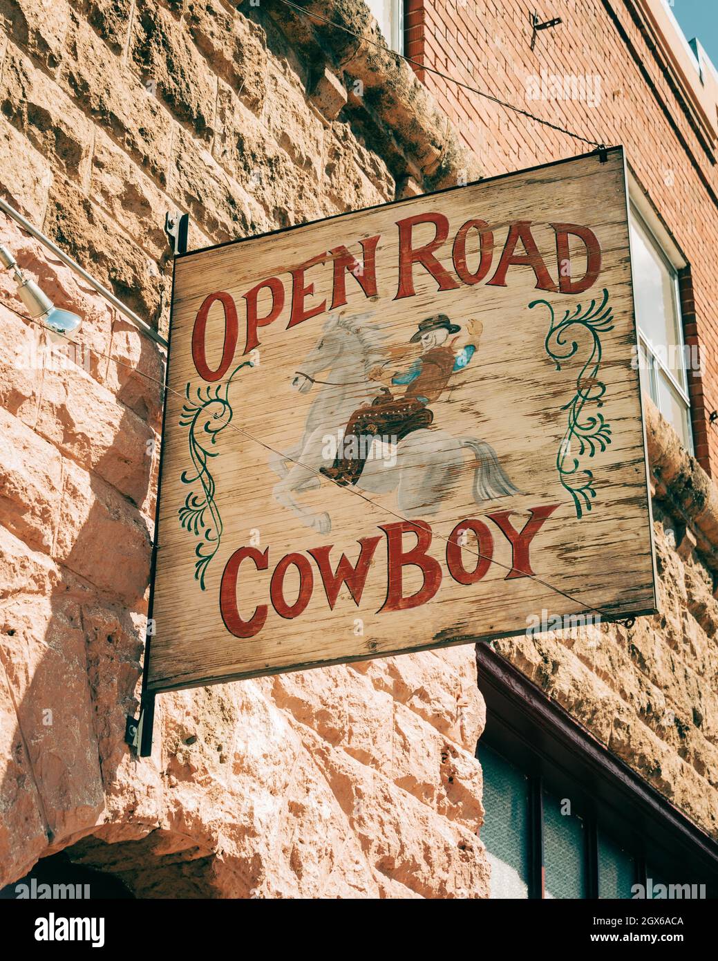 Open Road Cowboy sign, on Route 66 in Williams, Arizona Stock Photo - Alamy
