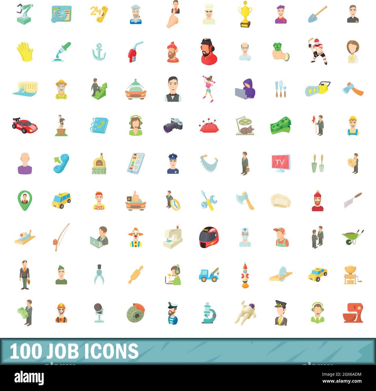 100 job icons set, cartoon style Stock Vector Image & Art - Alamy
