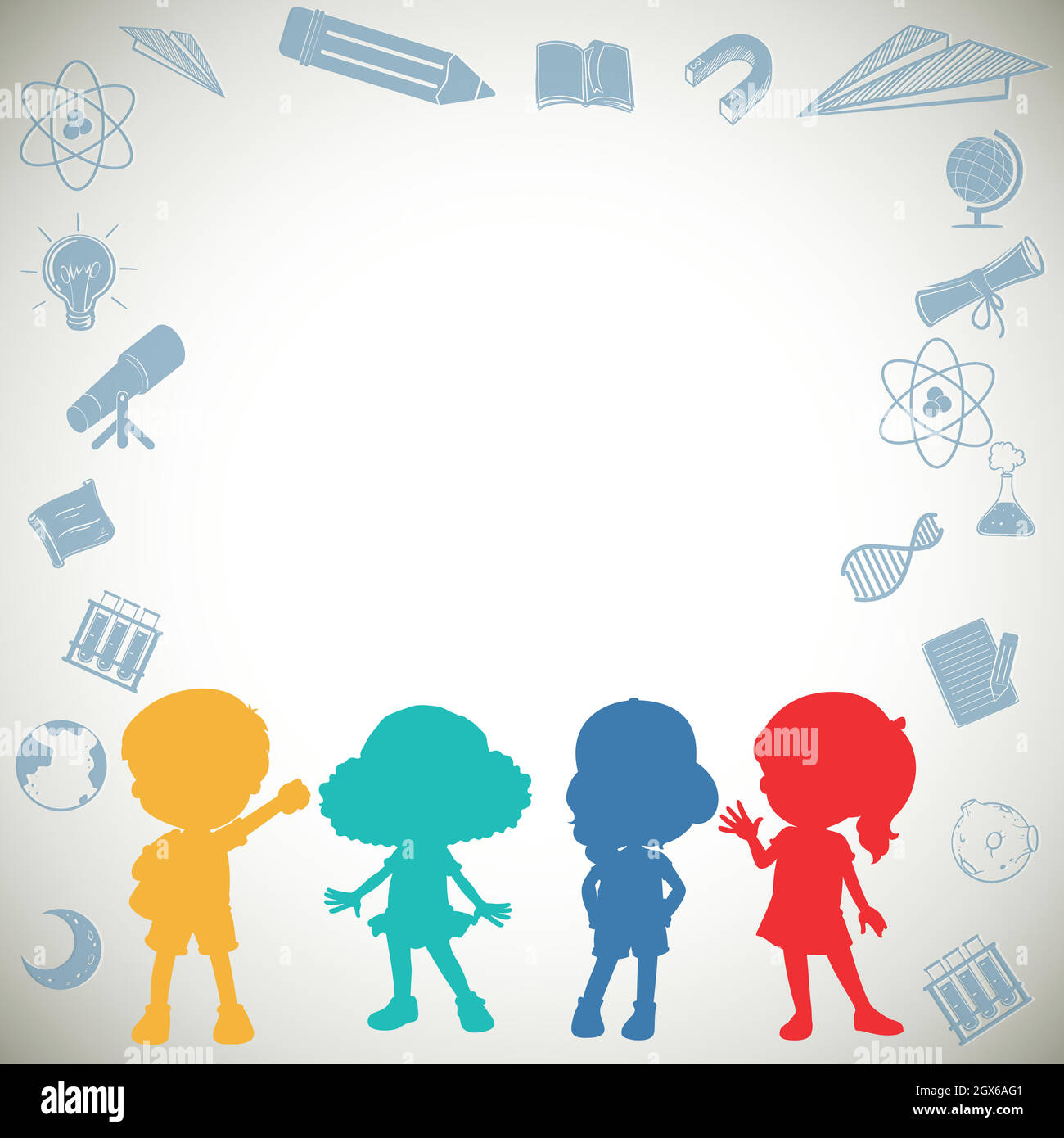 Silhouette children and science symbols Stock Vector Image & Art - Alamy
