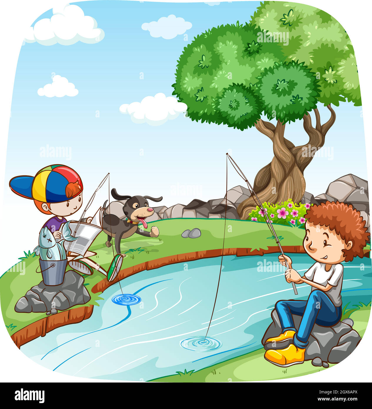 Fishing scenic river Stock Vector Images - Alamy