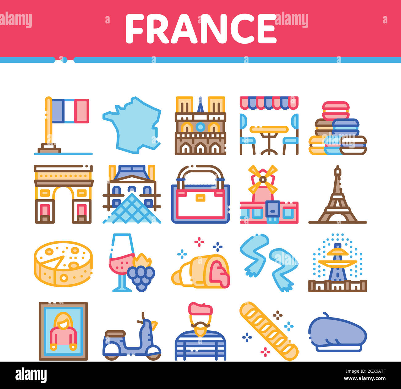 Map of france with color illustrations hi-res stock photography and ...