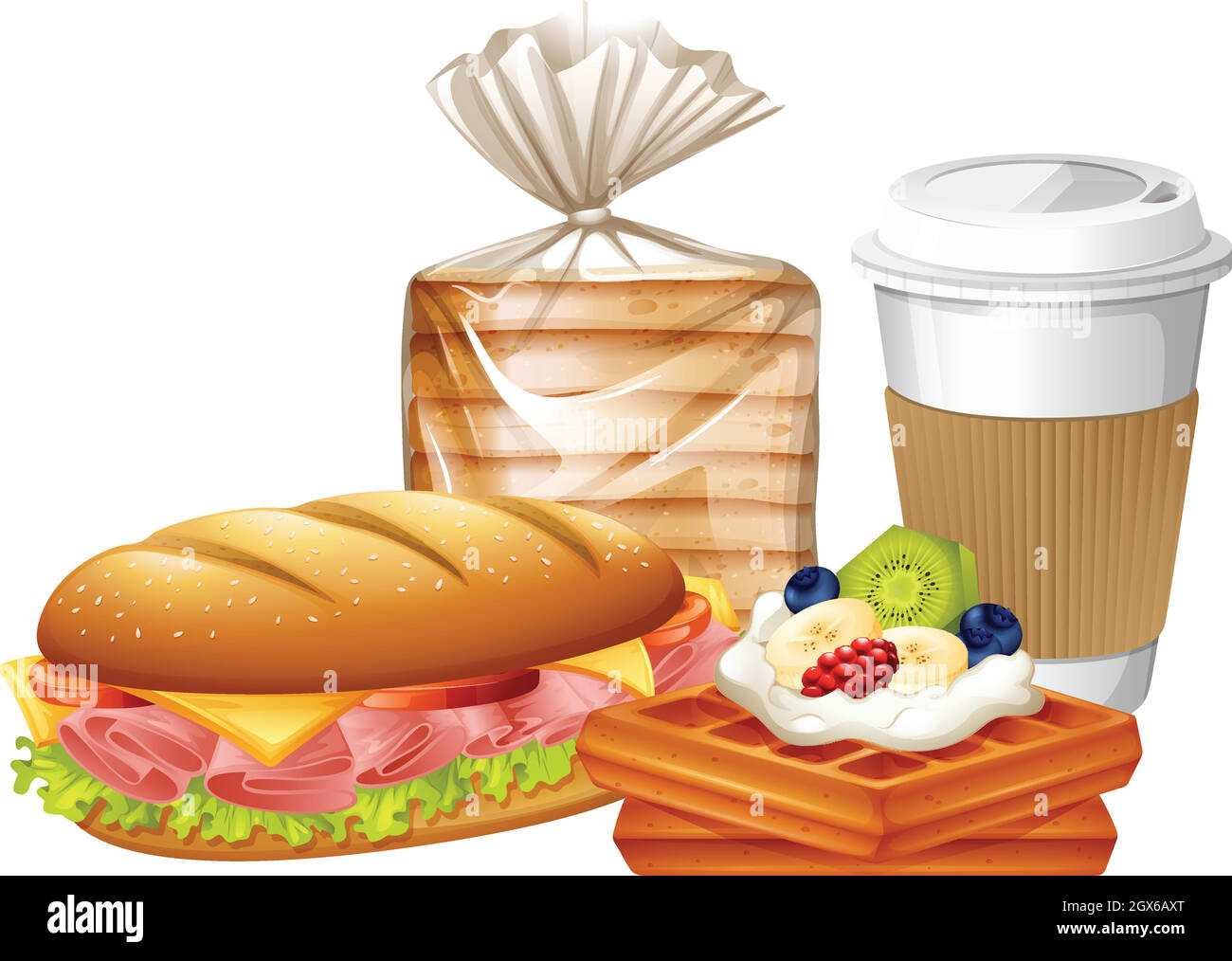 Sweet waffles cup coffee Stock Vector Images - Alamy