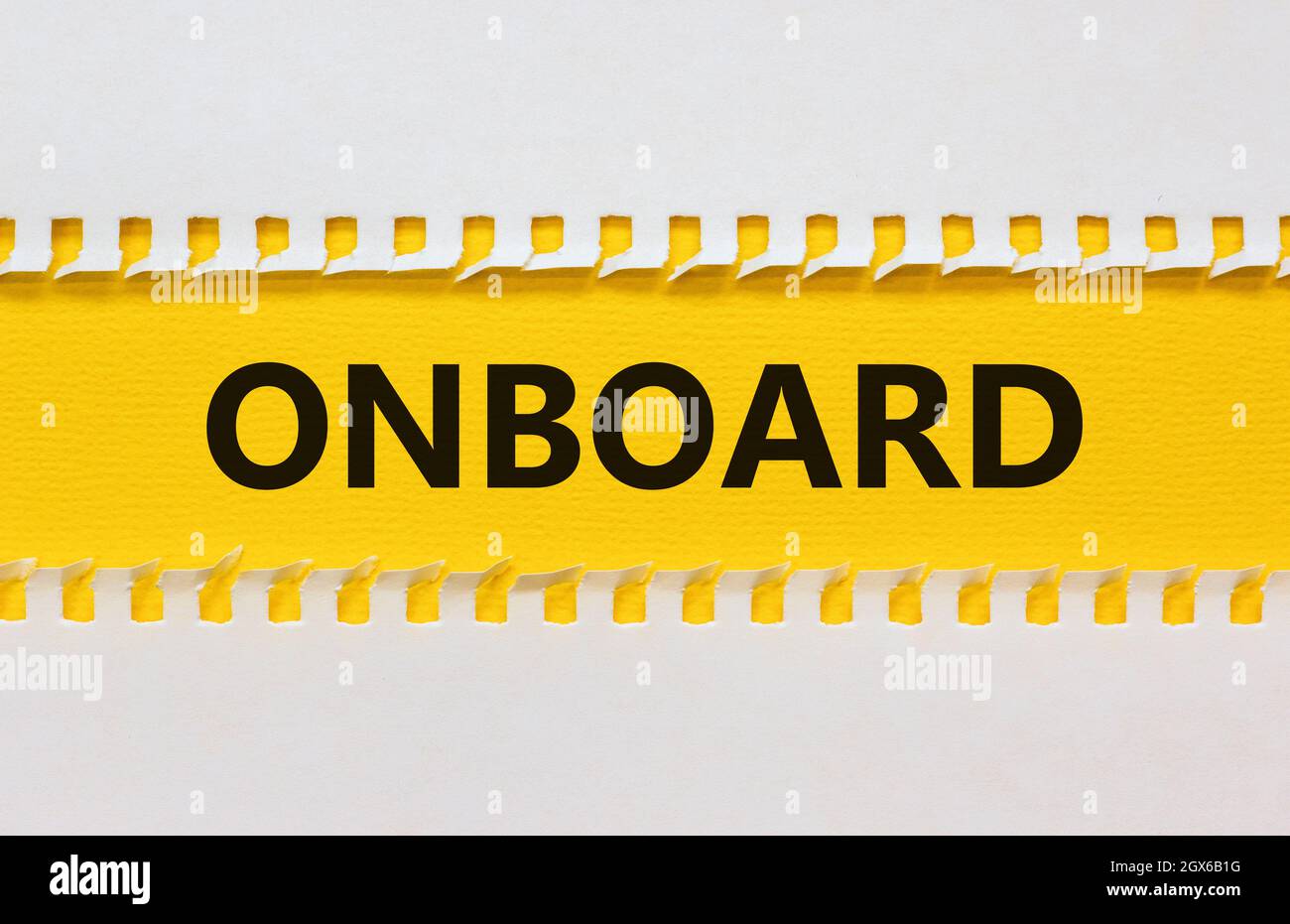 Onboard success symbol. White and yellow paper with the word Onboard on ...