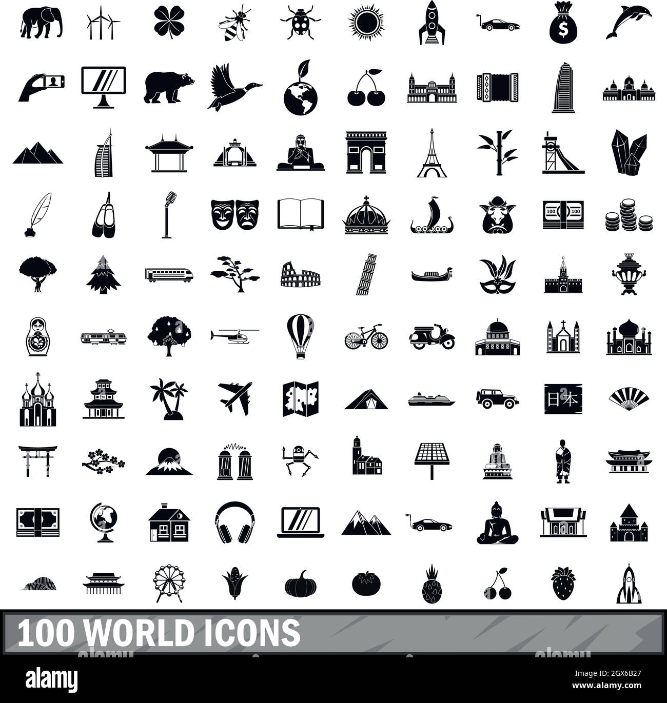 100 world icons set, simple style Stock Vector Image & Art - Alamy