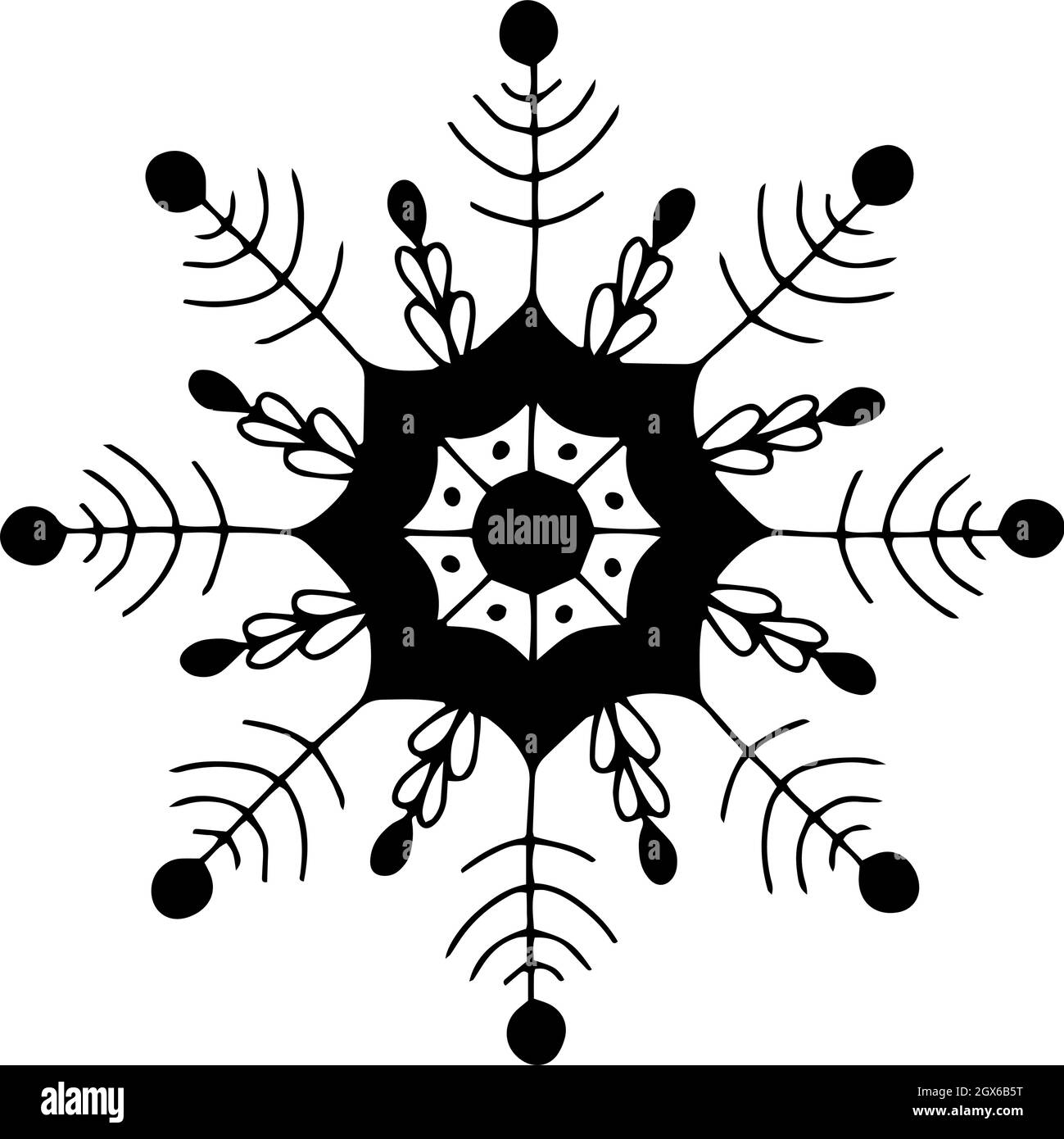 beautiful hand-drawn fantasy snowflake. clip art vector element Stock ...