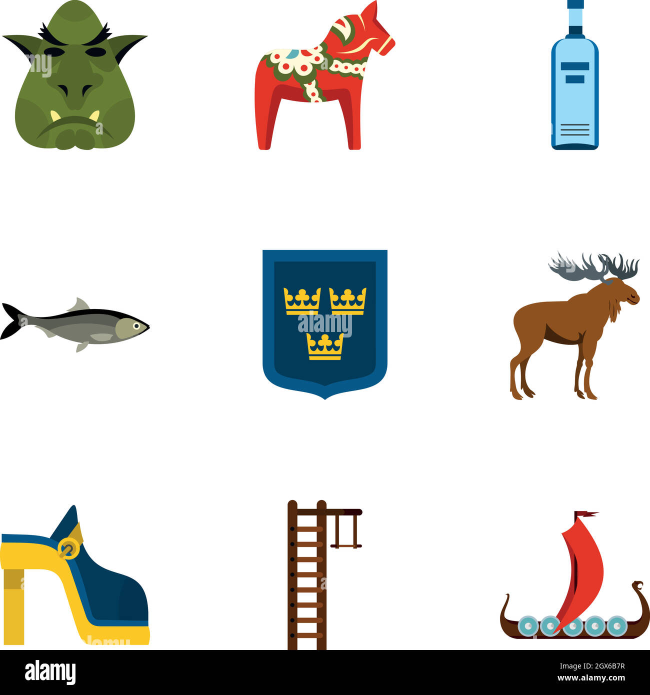 Sweden icons set, flat style Stock Vector Image & Art - Alamy