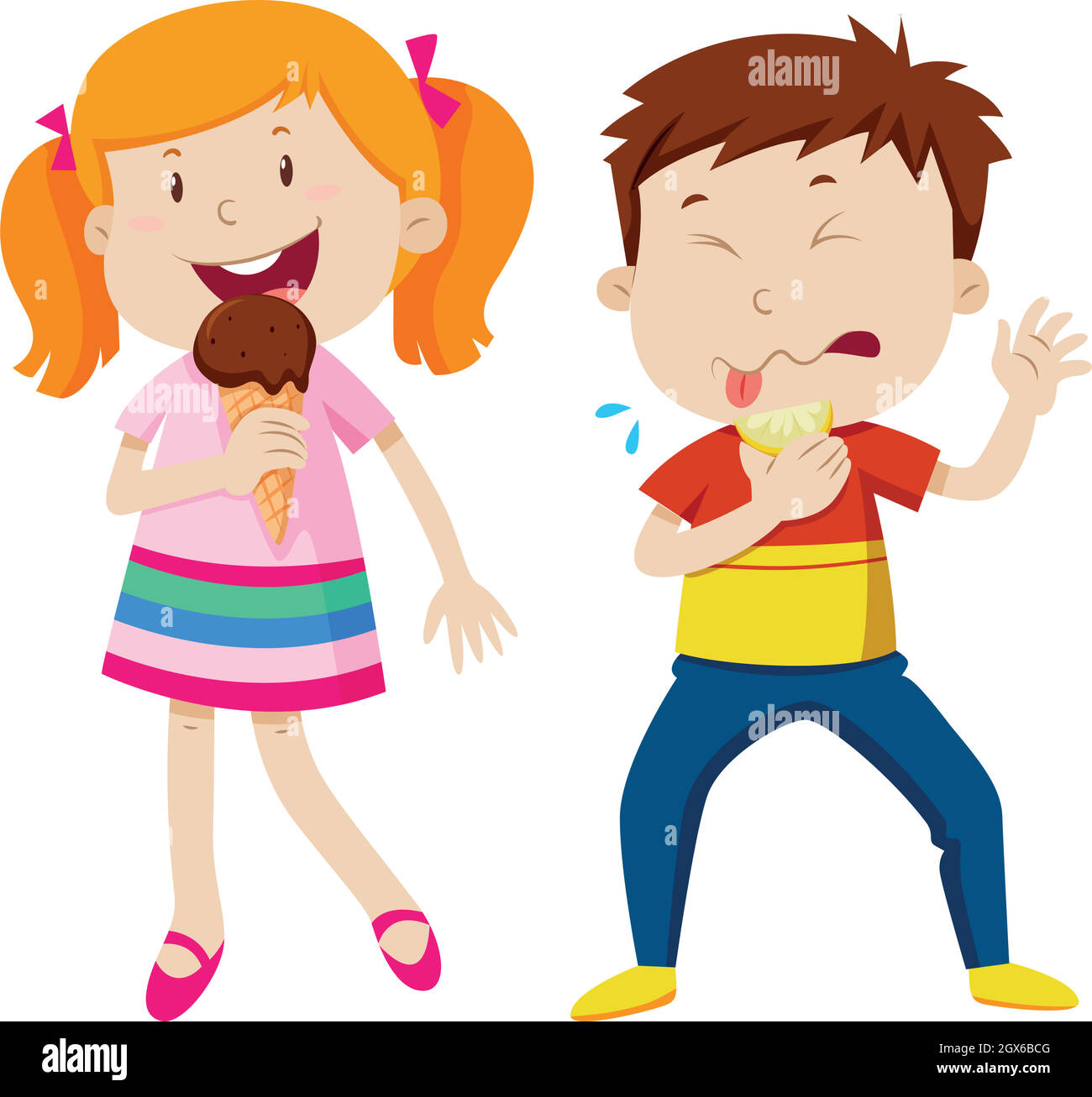 Boy eating lemon Stock Vector Images - Alamy