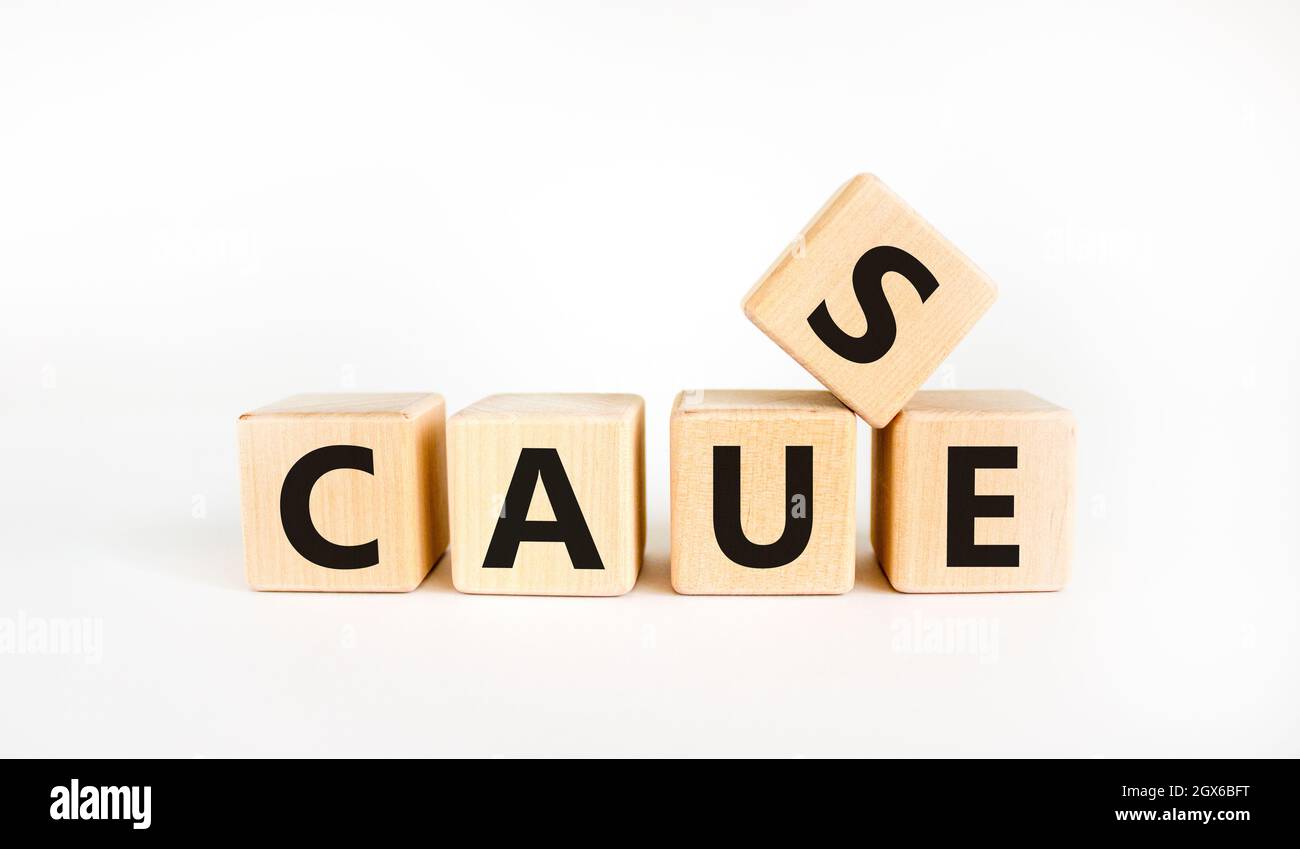 Cause symbol. The concept word 'cause' on wooden cubes on a beautiful ...