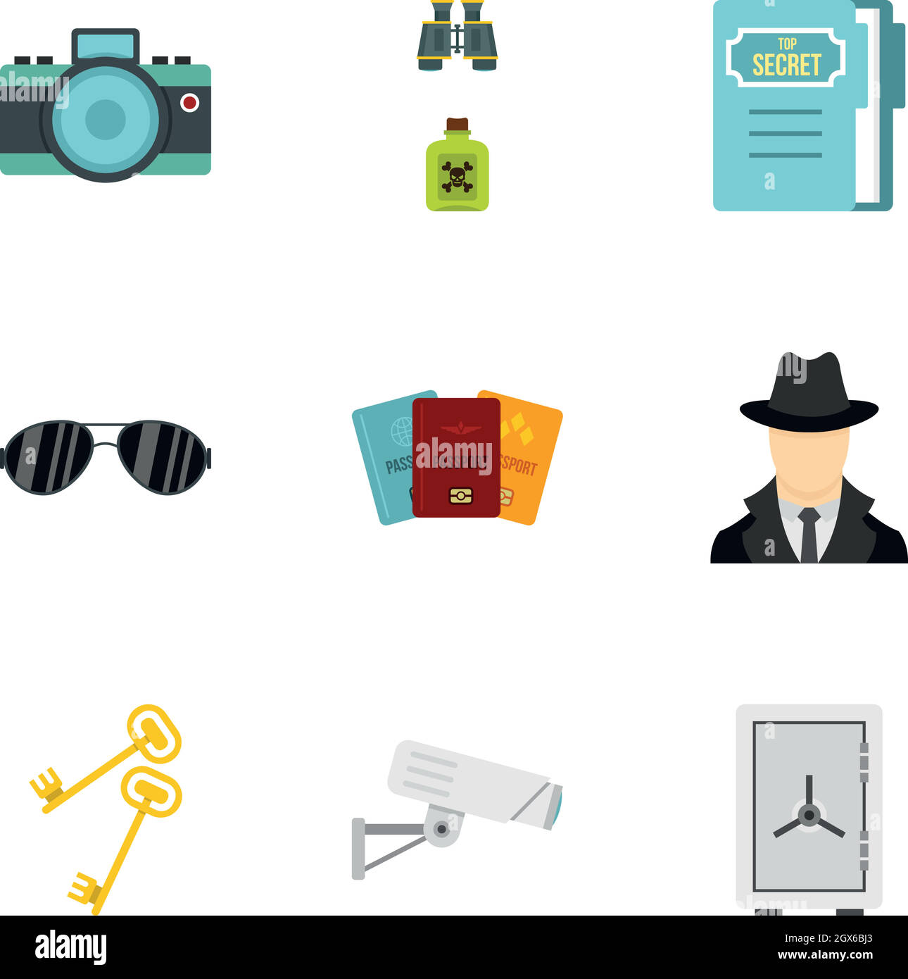 Detective icons set, flat style Stock Vector Image & Art - Alamy
