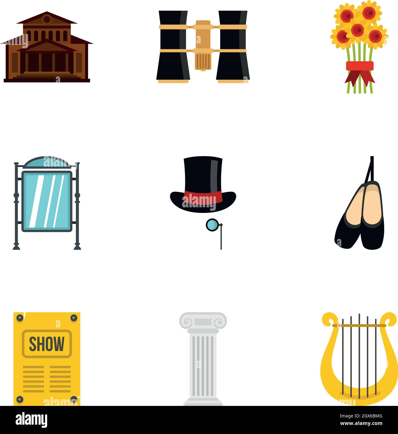 Theatre art and acting icons set, flat style Stock Vector Image & Art ...