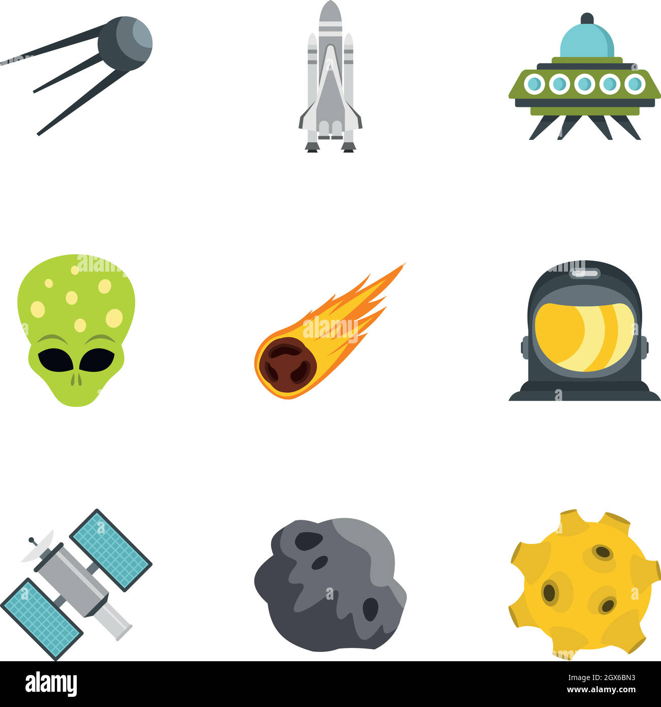 Space And Astronomy Icons Set Flat Style Stock Vector Image And Art Alamy