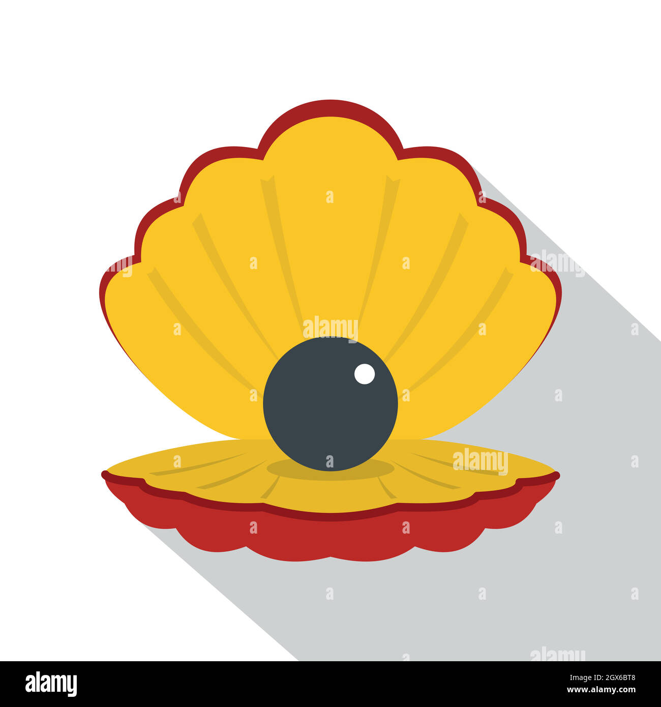 Black pearl in a sea shell icon, flat style Stock Vector Image & Art ...