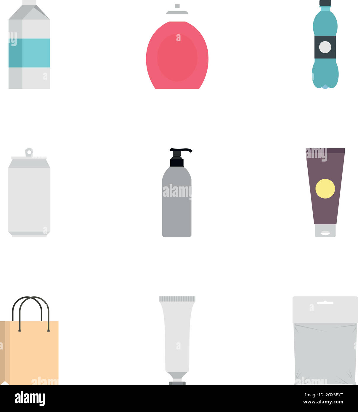 Food, drink, cosmetic package icons set flat style Stock Vector Image ...