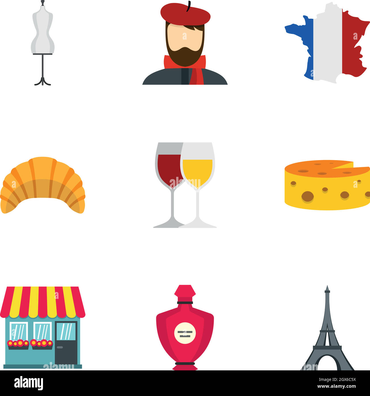 Symbols of France icons set, flat style Stock Vector Image & Art - Alamy