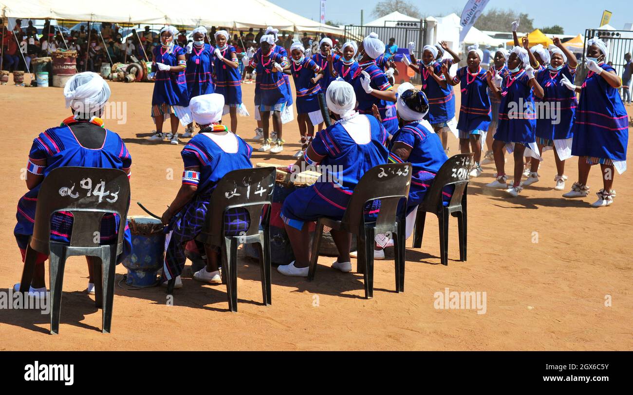 African traditional dancers celebrating Heritage Day in South Africa at ...