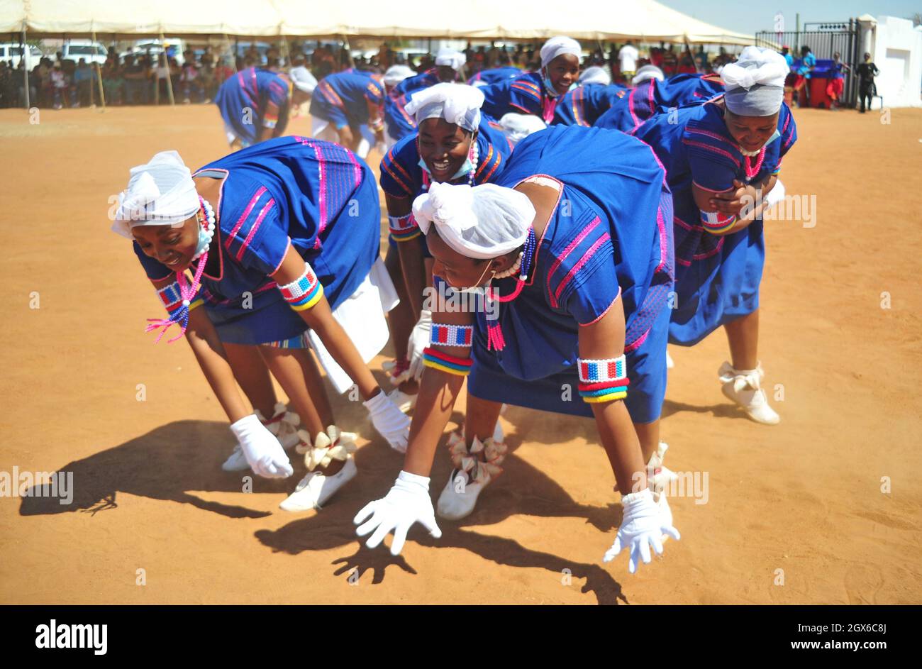 African traditional dancers celebrating Heritage Day in South Africa at ...