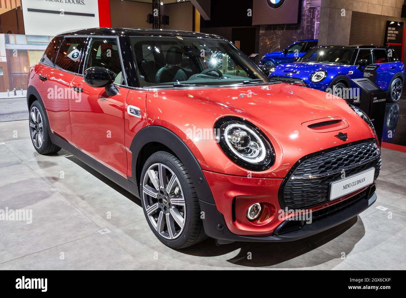 Mini Cooper Clubman car showcased at the Autosalon 2020 Motor Show ...