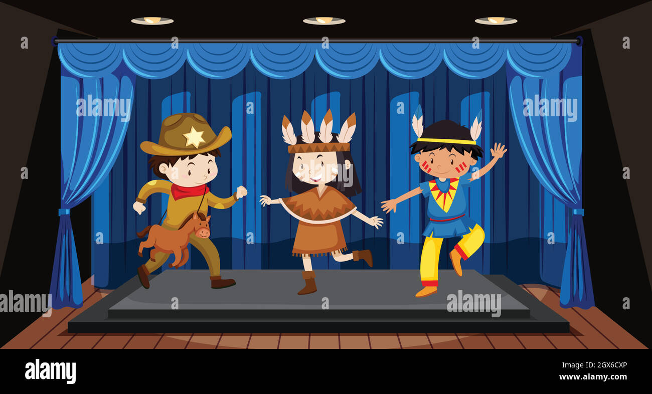Children performing on stage Stock Vector Image & Art - Alamy