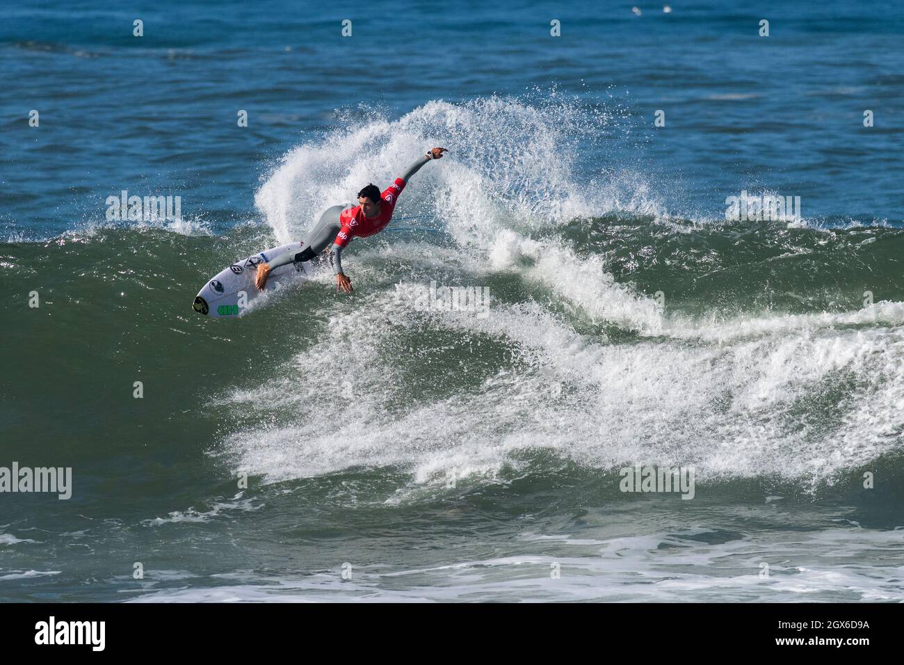 Brazilian surfer Alex Ribeiro in action during the Round of 96 of the ...