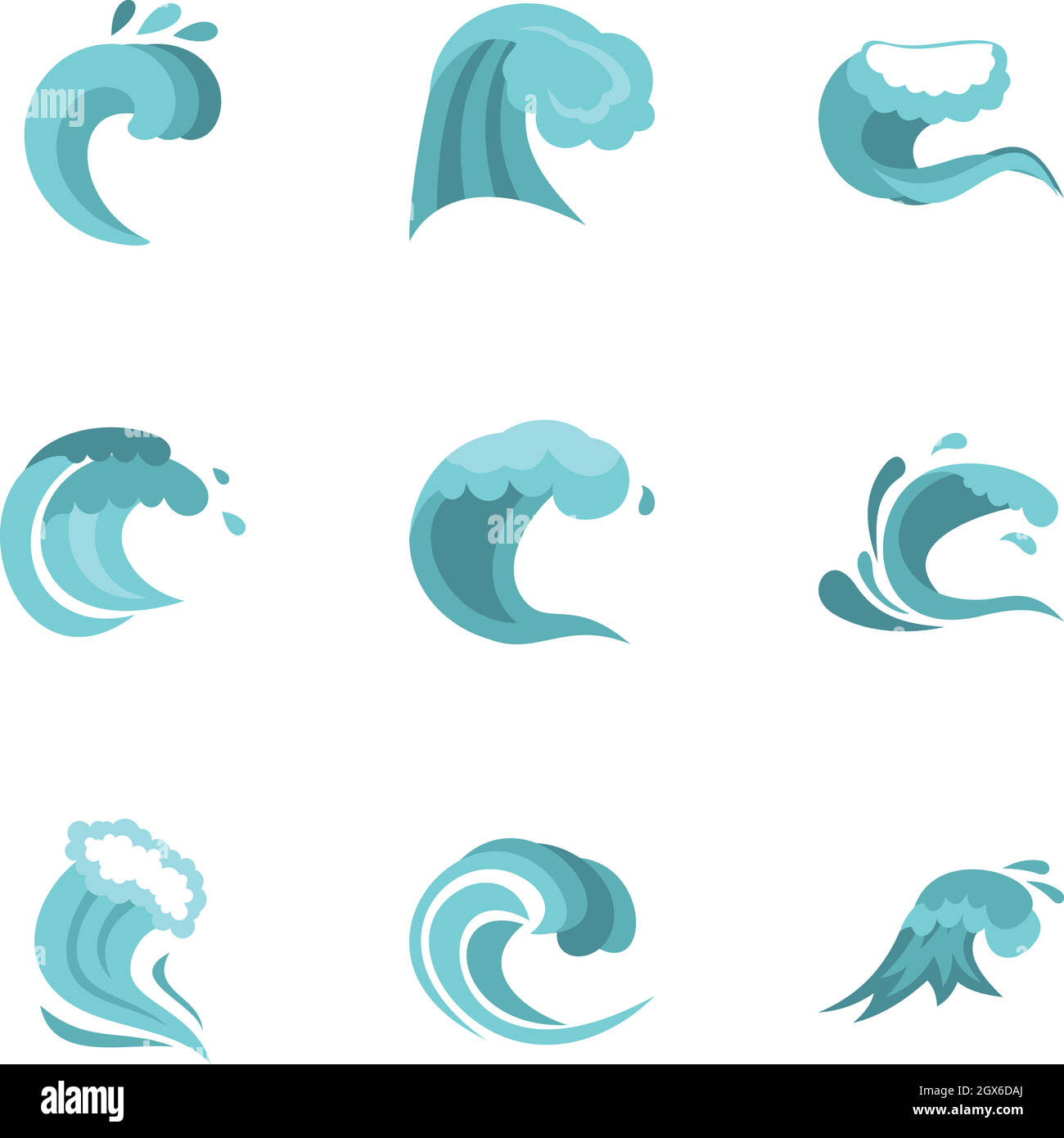 Blue wave icons set, flat style Stock Vector Image & Art - Alamy