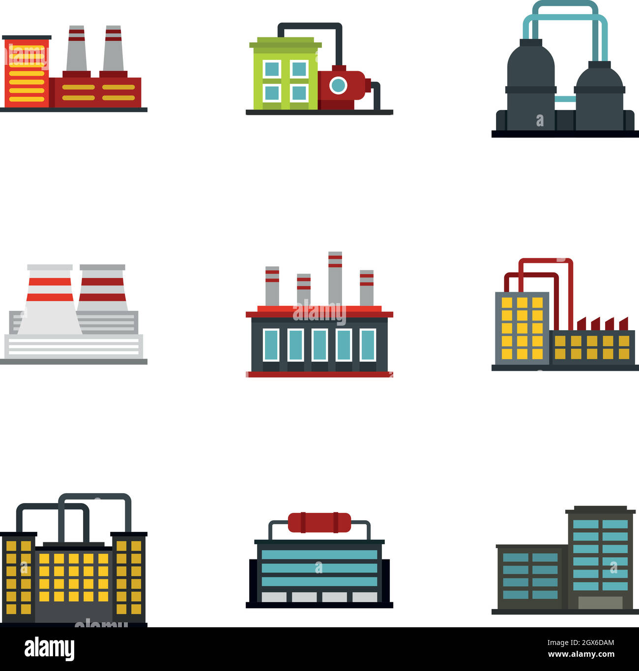 Manufacturing plant icons set, flat style Stock Vector Image & Art - Alamy