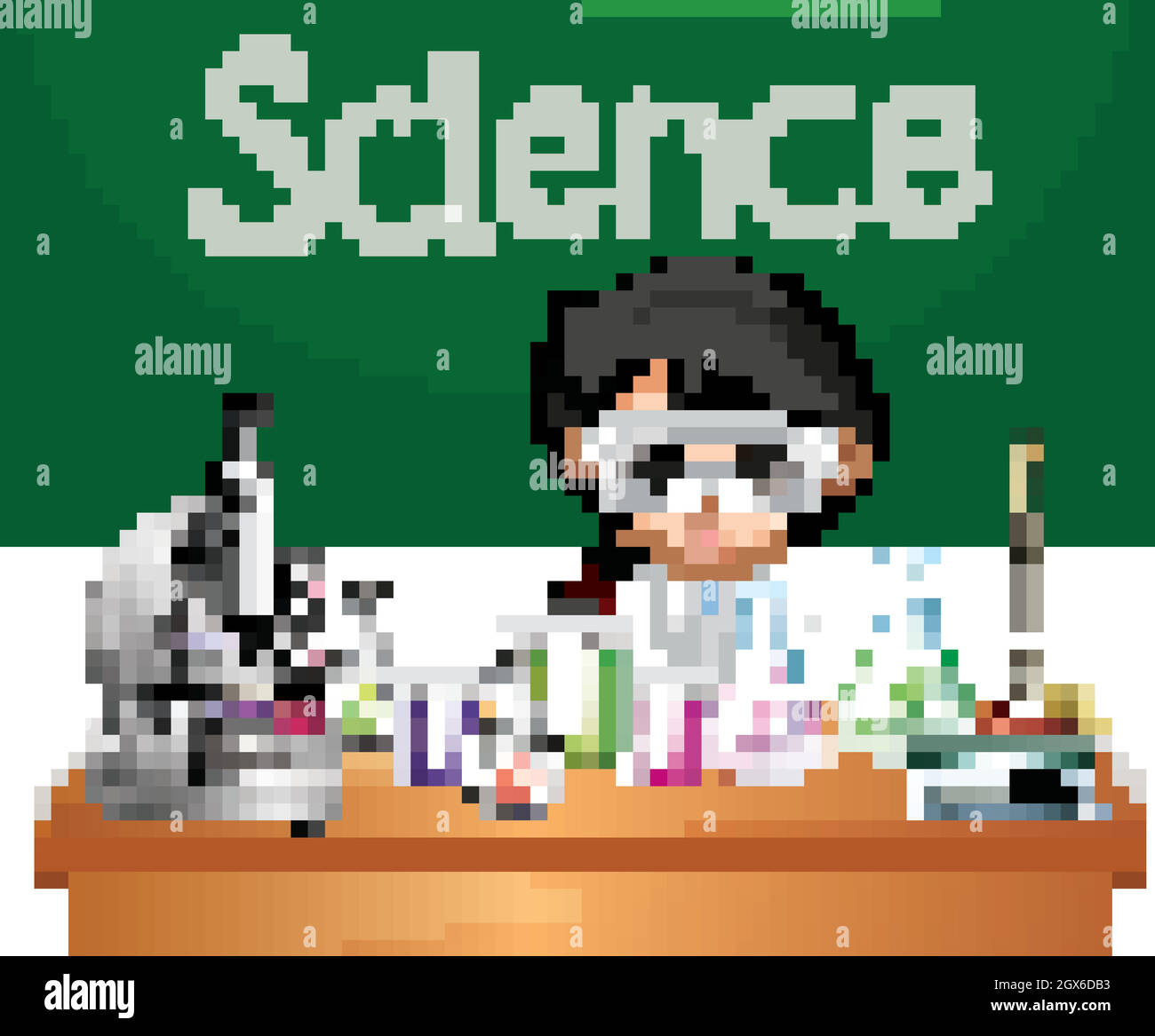 Science sign with science student and equipment Stock Vector Image ...
