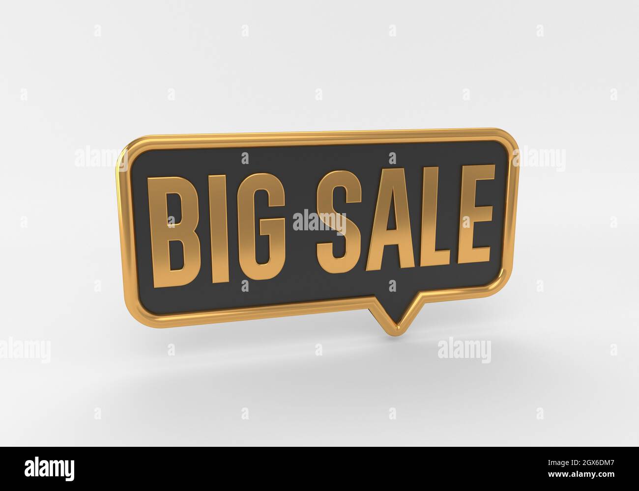 3D render of a golden Big Sale speech bubble on white background Stock ...