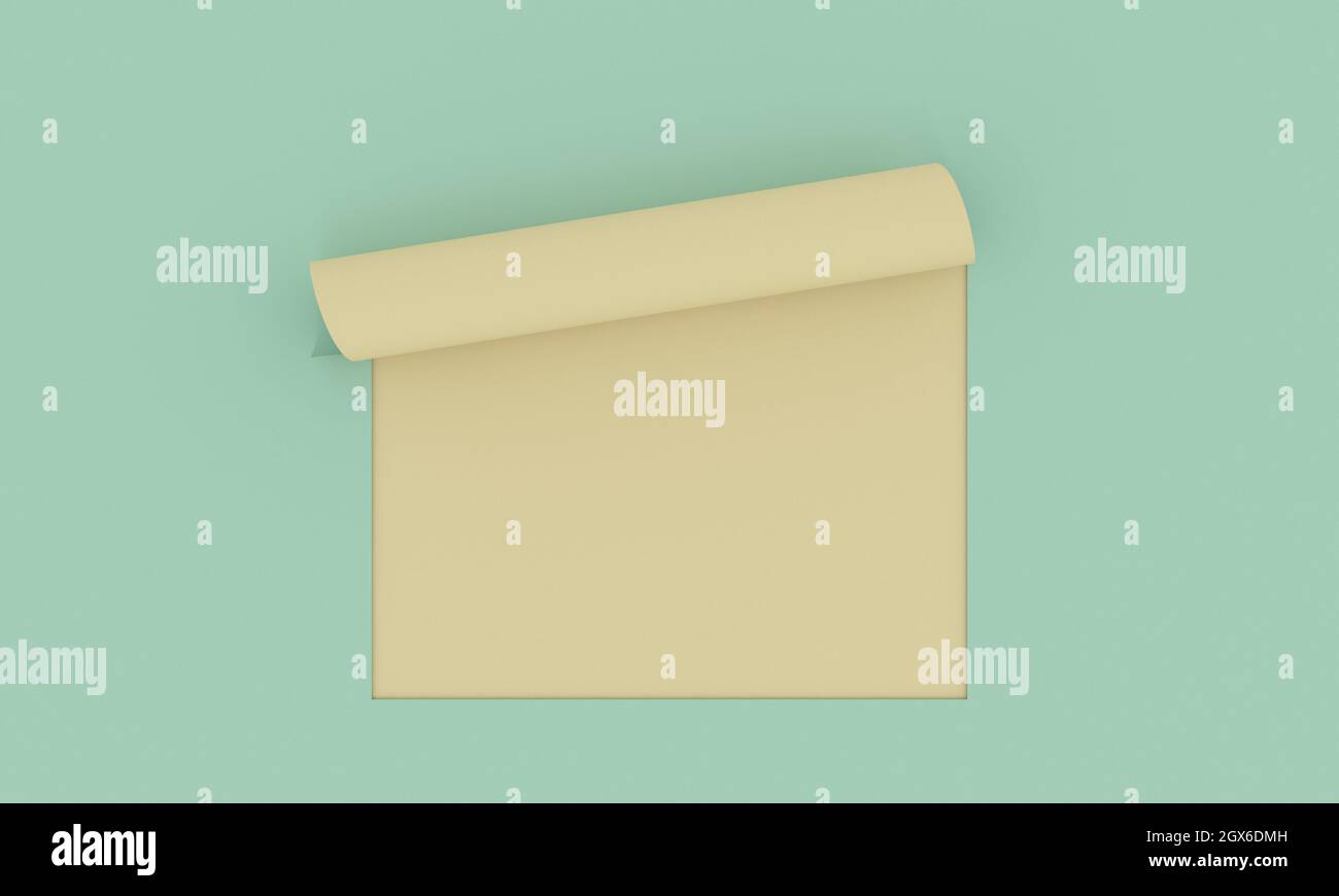 3D render of ripped sticky notes in pastel green and beige colors Stock ...