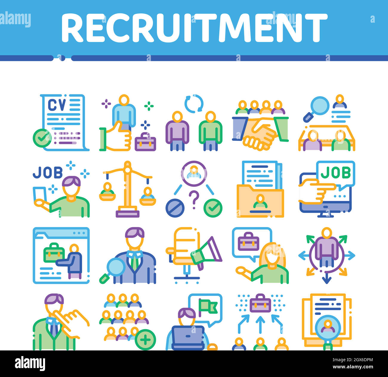 Recruitment And Research Employee Icons Set Vector Stock Vector Image ...