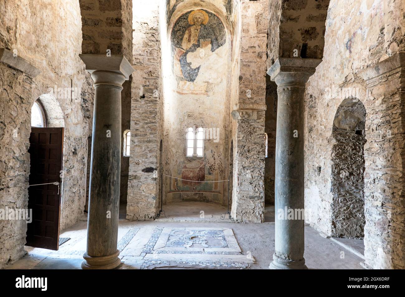Ancient Byzantine Church Interior in Mystras Byzantine City Peloponnese ...