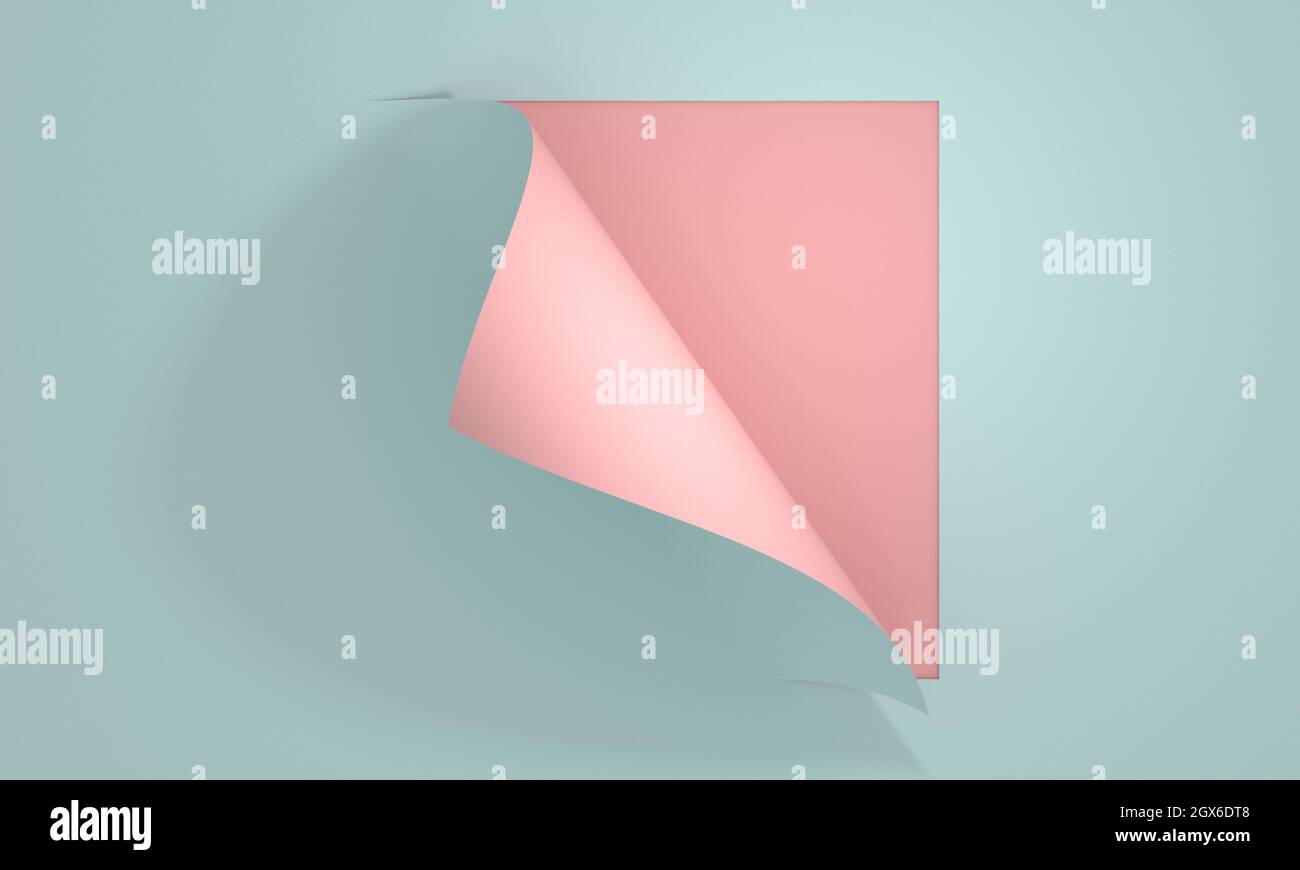 3D render of ripped sticky notes in pastel blue and pink colors Stock ...