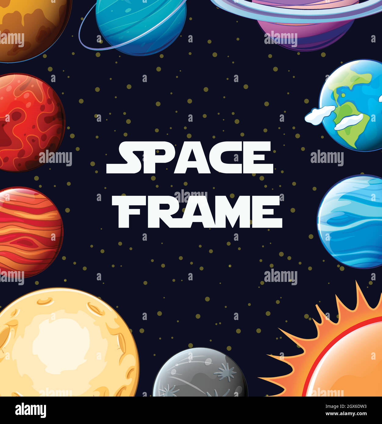 Border template with planets in galaxy Stock Vector Image & Art - Alamy