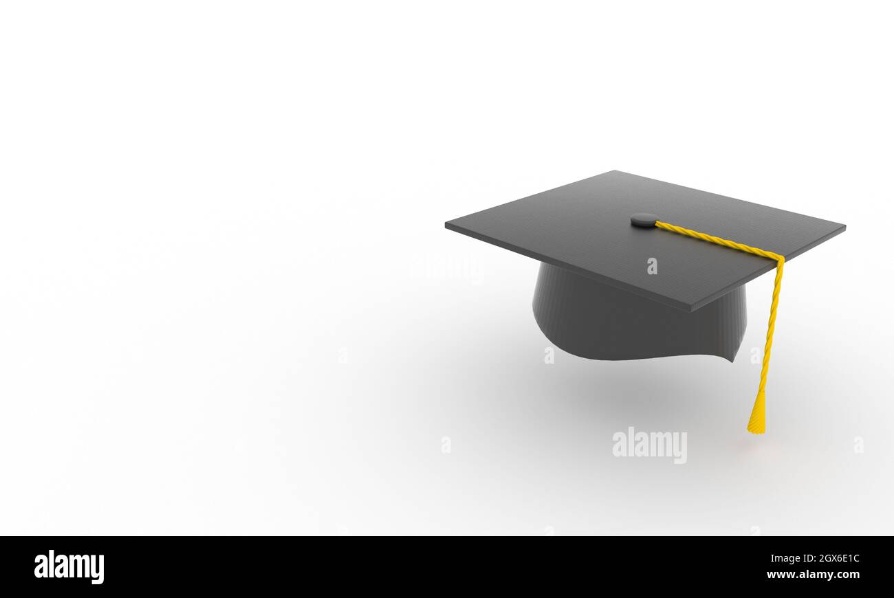 3D render of a graduation cap isolated on a white background with a ...