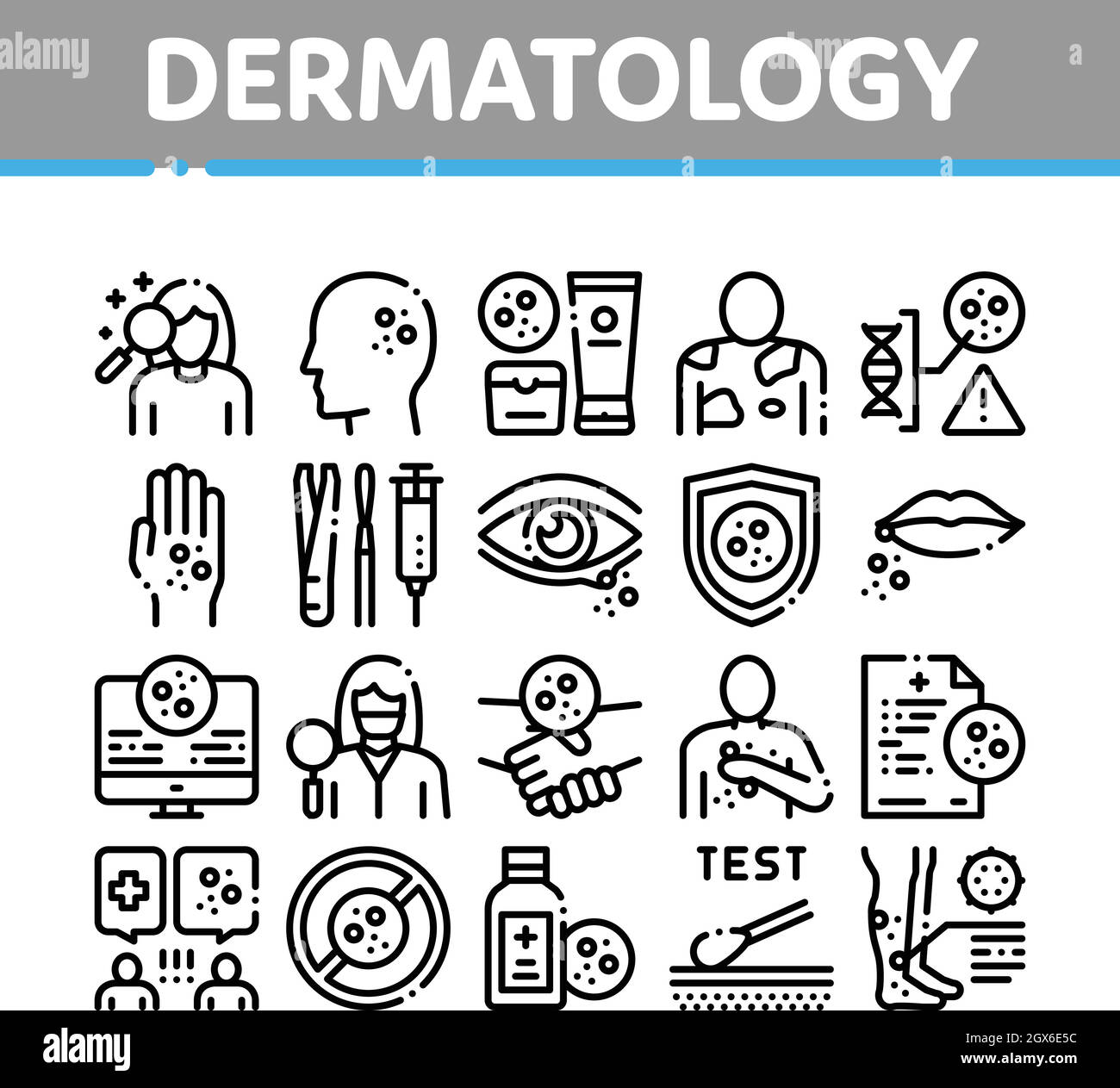 Dermatology Skin Care Collection Icons Set Vector Stock Vector Image ...