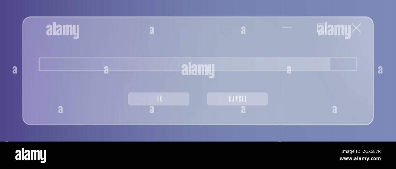 Progress bar pop-up of frosted glass. Transparent loading bar window of ...