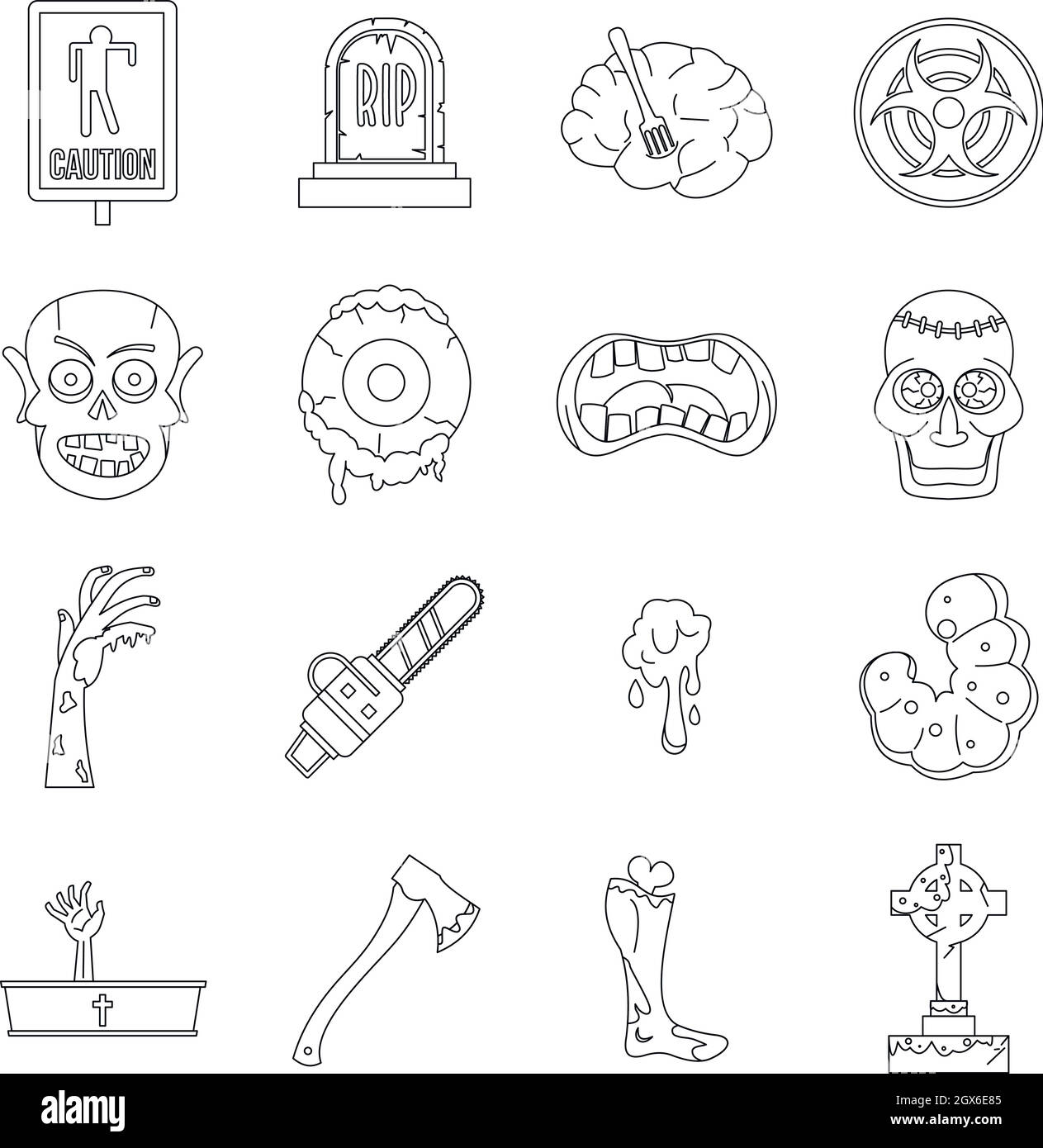 Zombie icons set parts, outline style Stock Vector Image & Art - Alamy