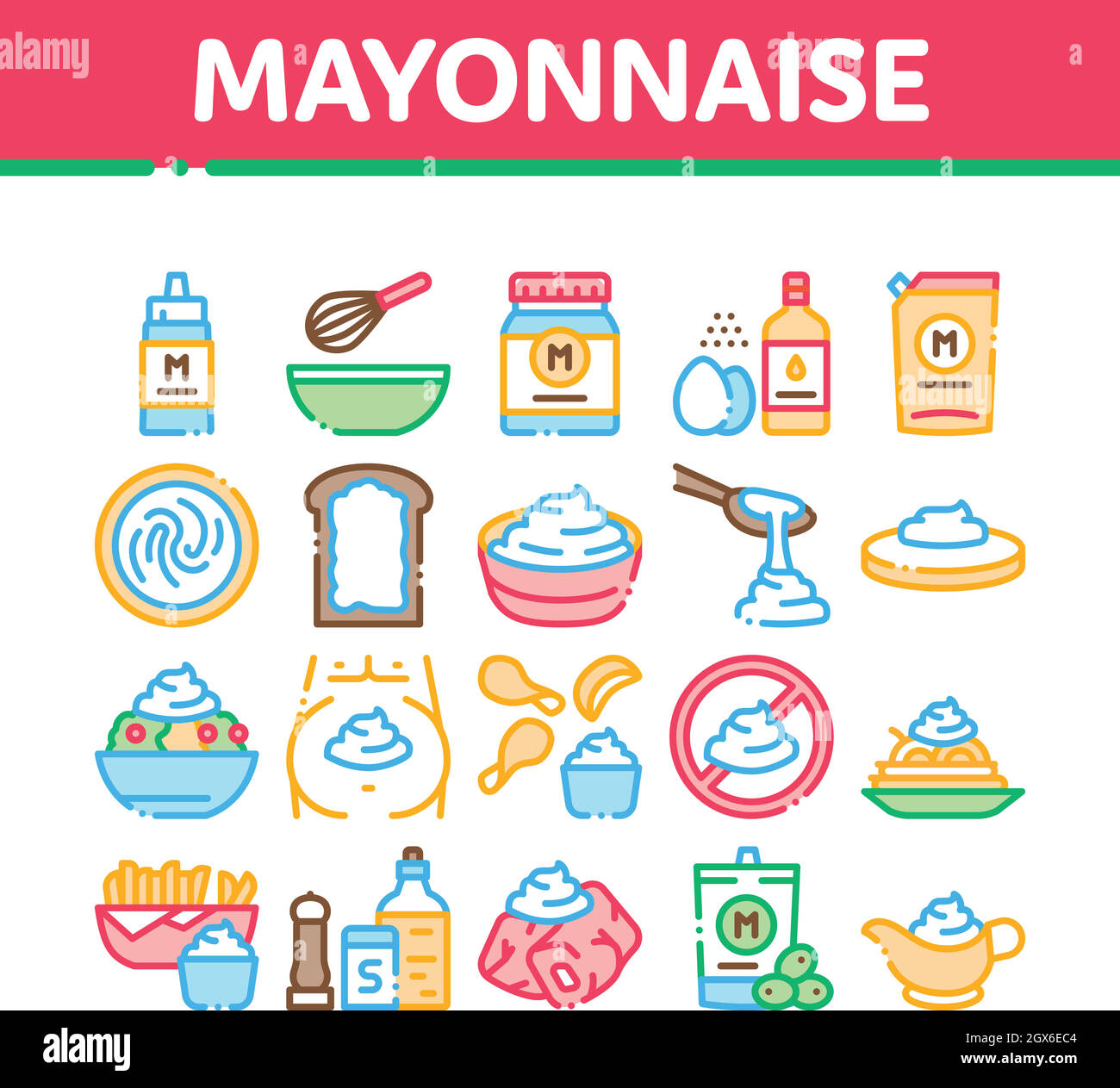 Mayonnaise Spice Sauce Collection Icons Set Vector Stock Vector Image ...